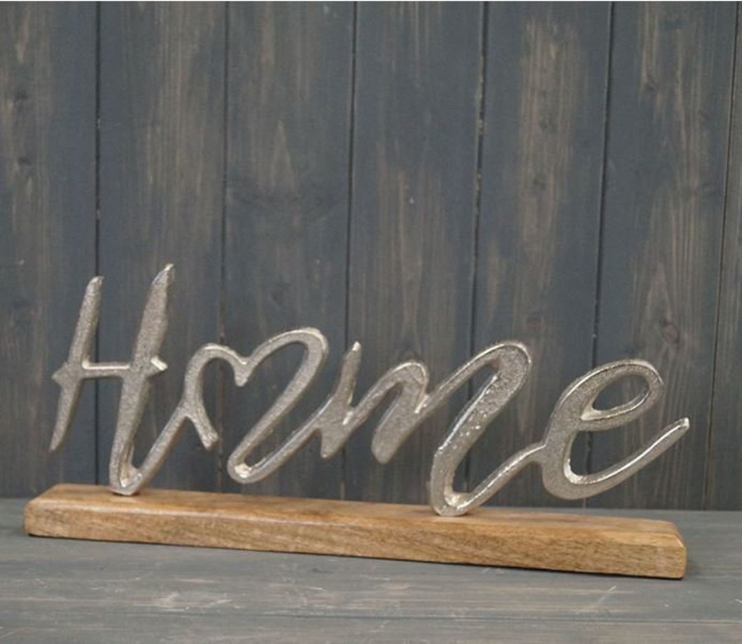 Silver Metal Letters on Wooden Base - Love, Home or Welcome - Etsy