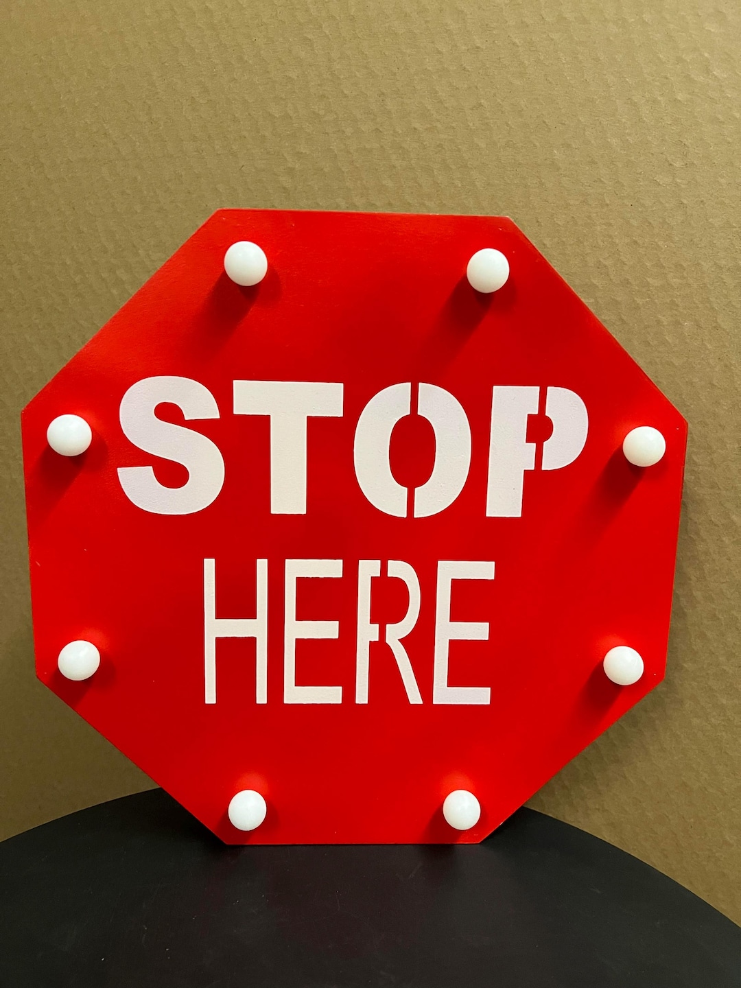 LED Stop Here Sign | Lighted Stop Sign for Home or Office, Illuminated ...