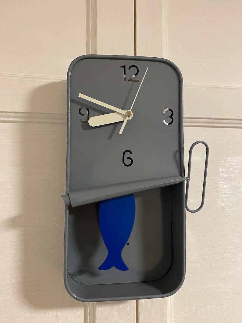 Metal Sardine Tin Pendulum Wall Clock - Blue - Grey - Black - Navy ...