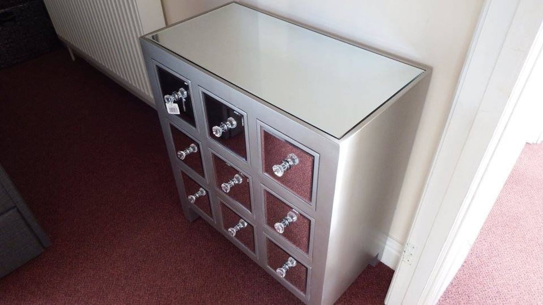 Beautiful Mirrored 9 Drawer Chest - Etsy