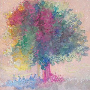 Miniature Tree Painting 5x5in Square ORIGINAL Gouache Painting ...