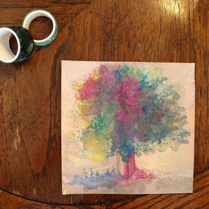 Miniature Tree Painting 5x5in Square ORIGINAL Gouache Painting ...