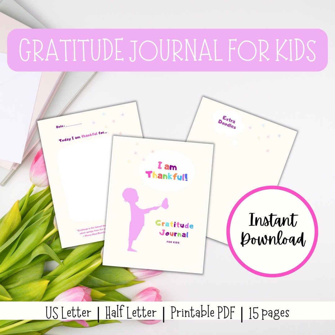 Pink Gratitude Journal Pages for Kids With Inspiring Quotes Printable ...