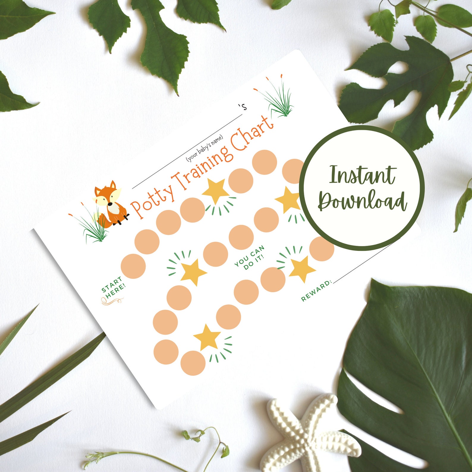 Potty Training Reward Chart Printable Potty Chart Toilet - Etsy