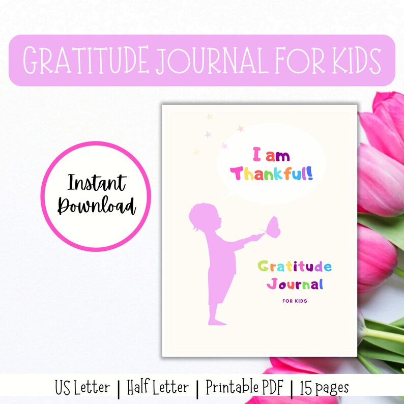 Pink Gratitude Journal Pages for Kids With Inspiring Quotes Printable ...