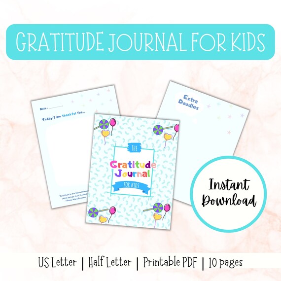 Blue Gratitude Journal Pages for Kids With Inspiring Quotes - Etsy