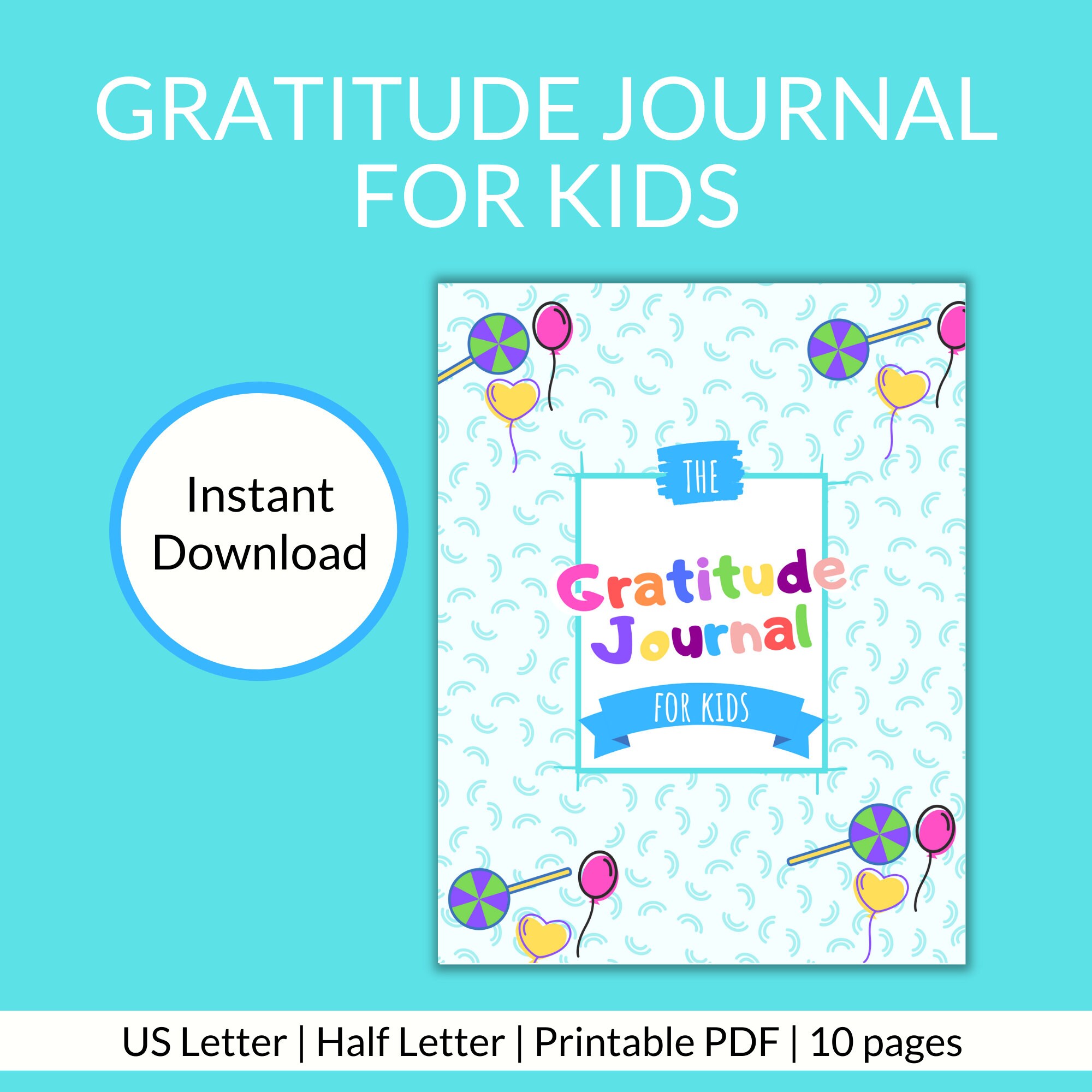 Blue Gratitude Journal Pages for Kids with Inspiring Quotes | Etsy