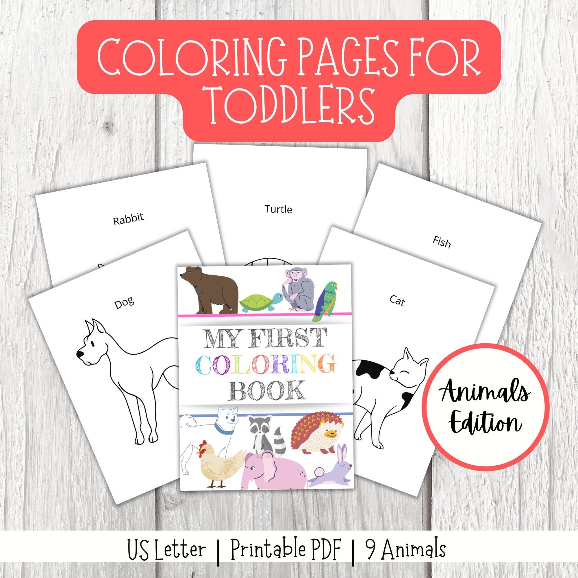 Coloring Pages for Little Kids Printable, Animal Coloring Activity ...