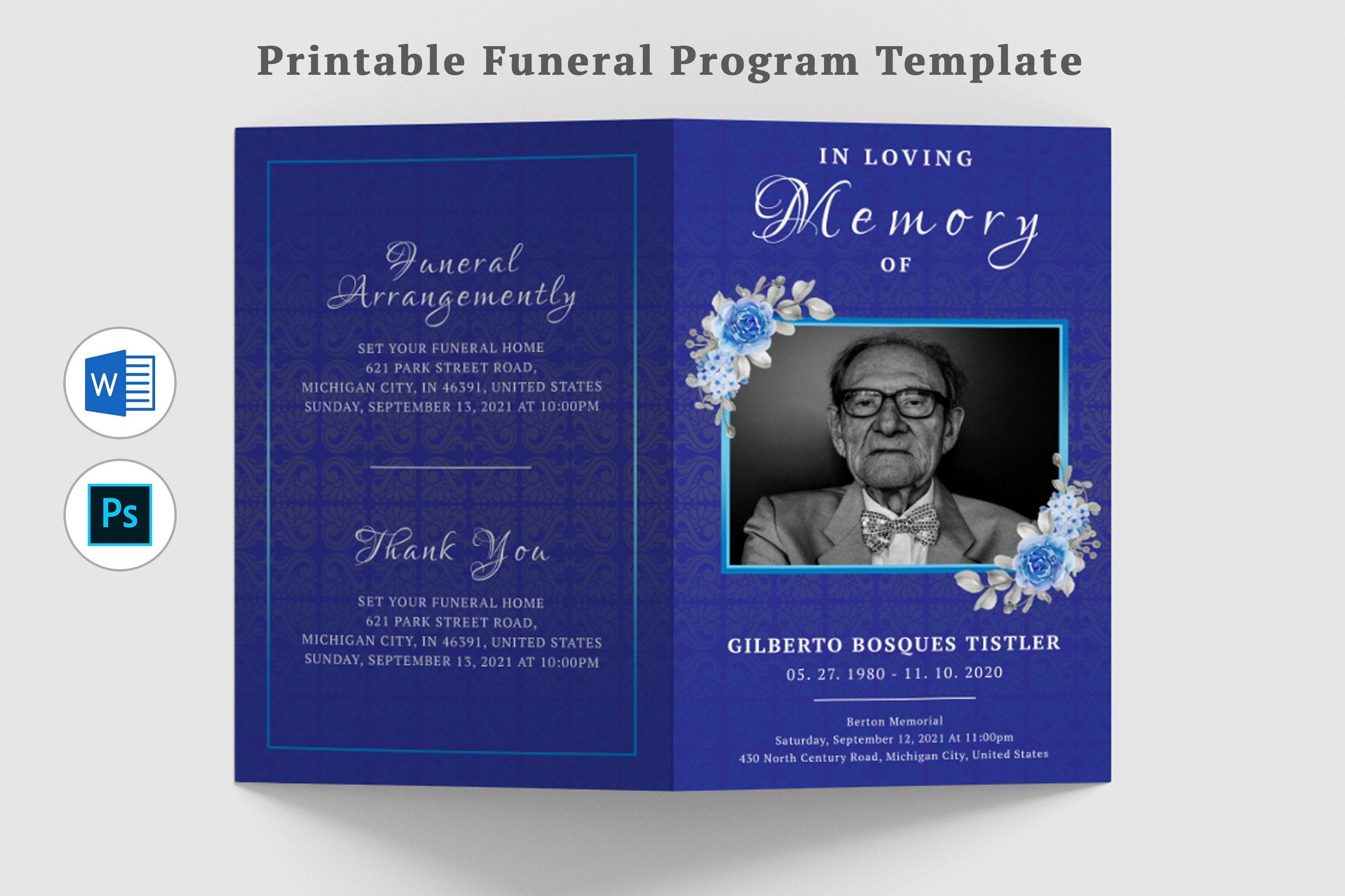 Editable Funeral Program Template Printable Memorial Program - Etsy UK