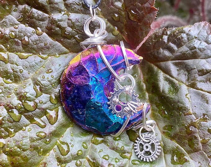 Steampunk Rainbow Moon Wire Wrapped Amulet Necklace - Etsy
