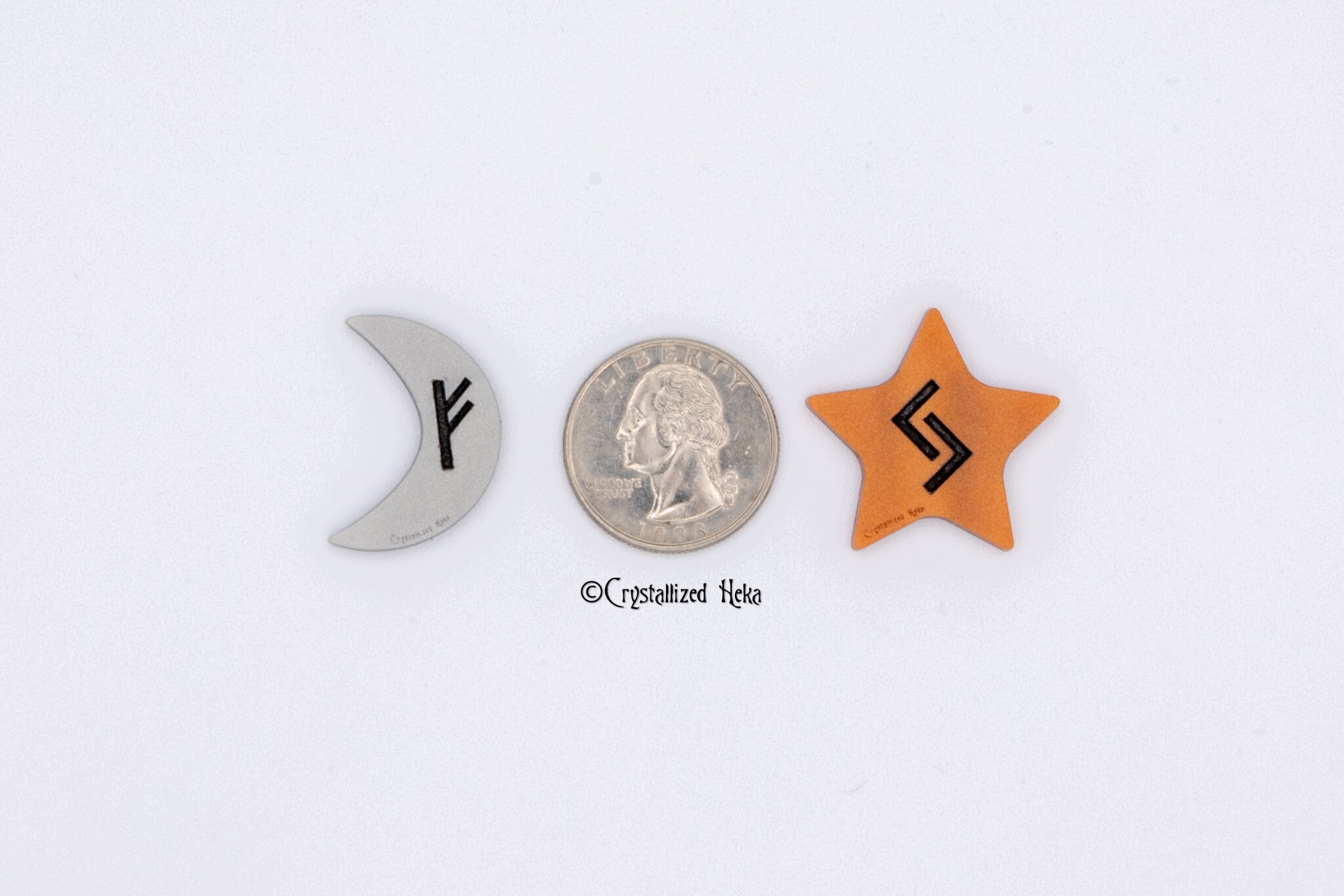 Acrylic Silver Moons and Gold Stars Rune Set Elder Furthark - Etsy