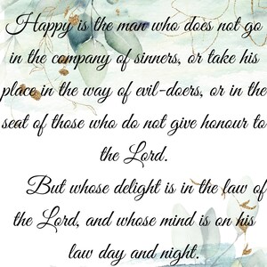 Psalm 1 Blessed is the Man Scripture Scripted in a Floral Graphic ...