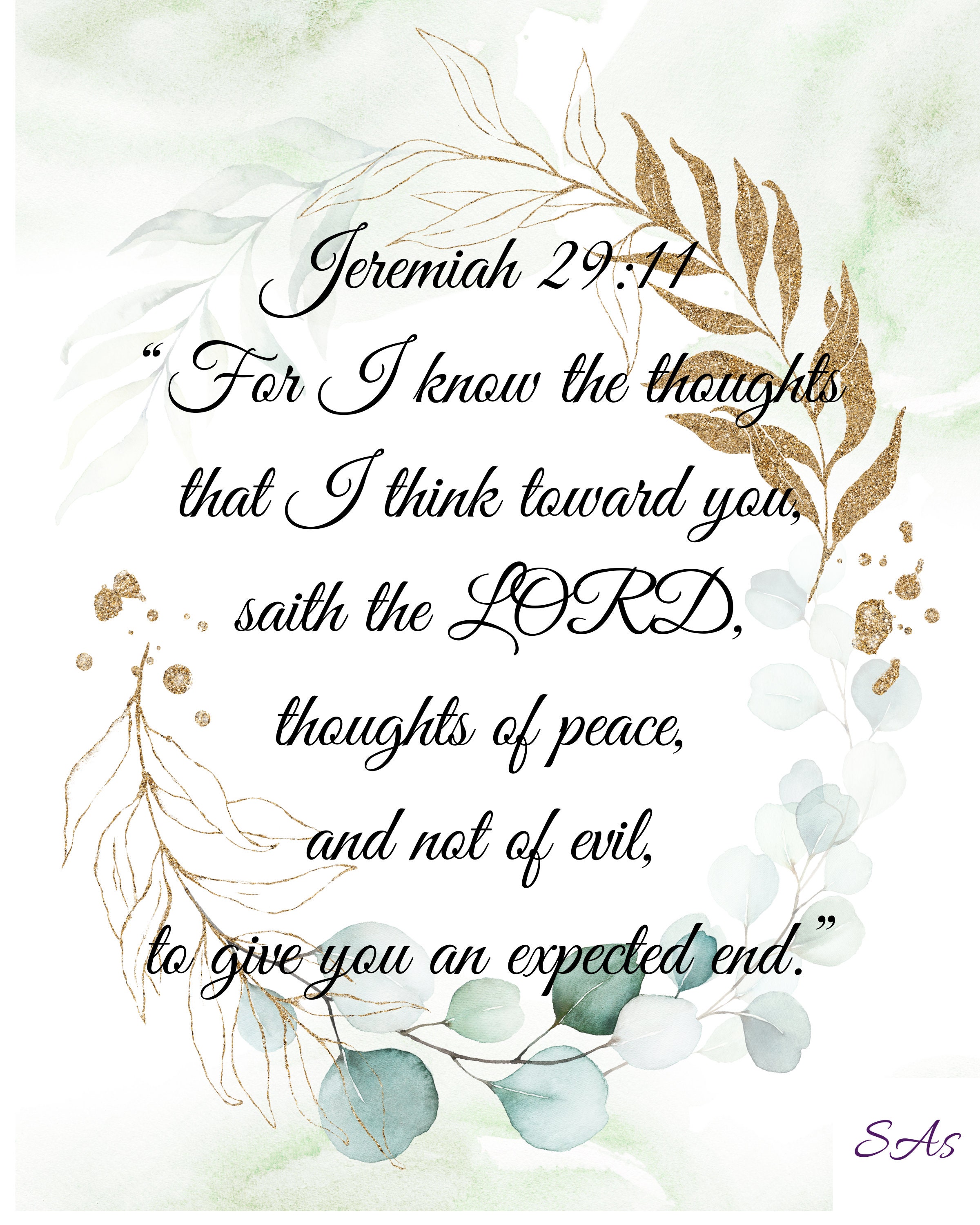 Bible Calligraphy Art Jeremiah 29:11 for I Know the Plans I Have for ...