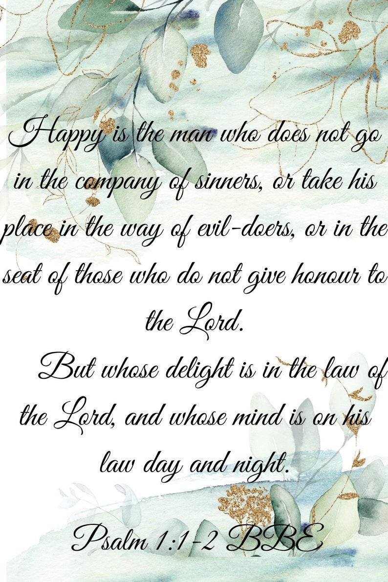 Psalm 1 Blessed is the Man Scripture Scripted in a Floral Graphic ...
