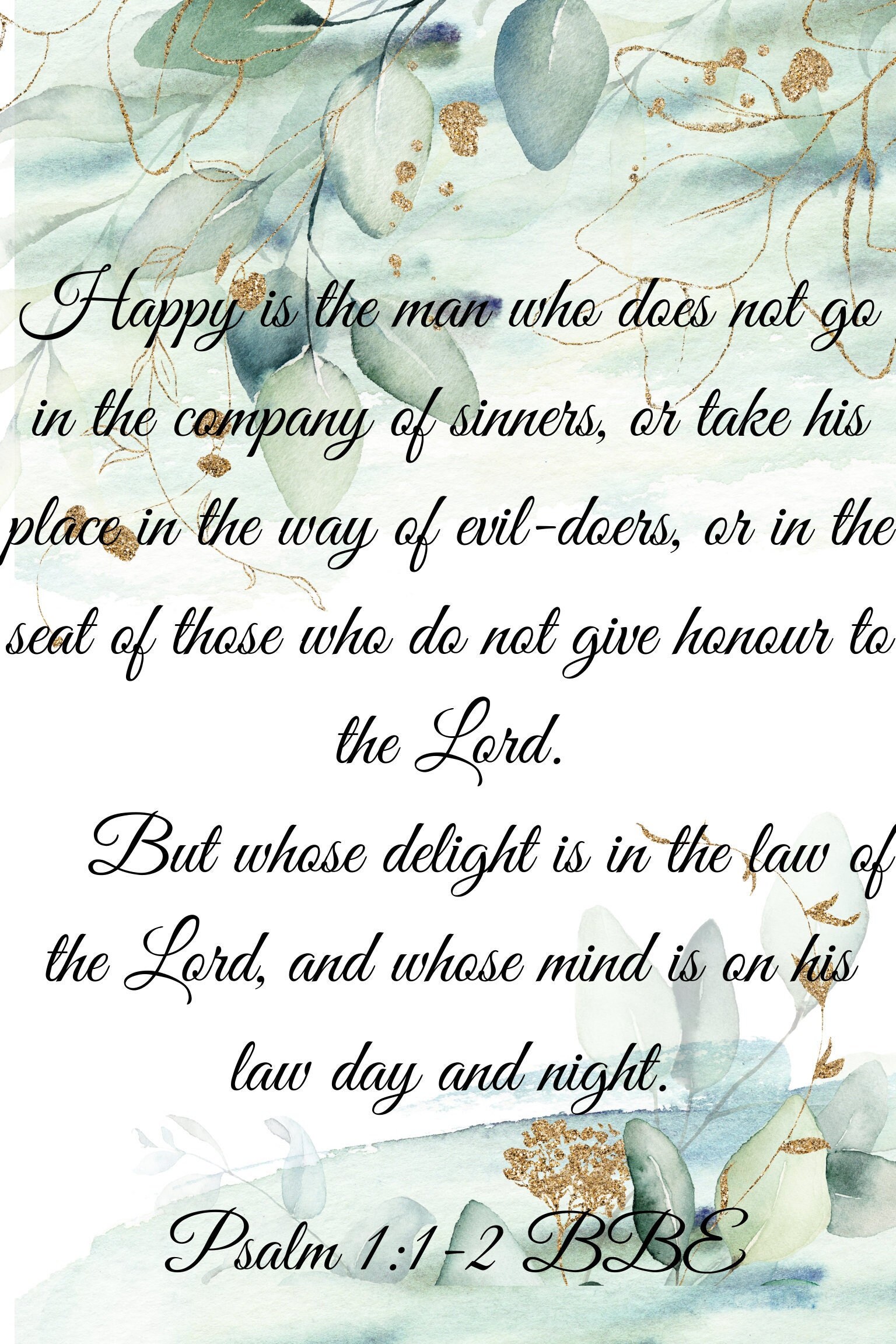 Psalm 1 Blessed is the Man Scripture Scripted in a Floral Graphic ...