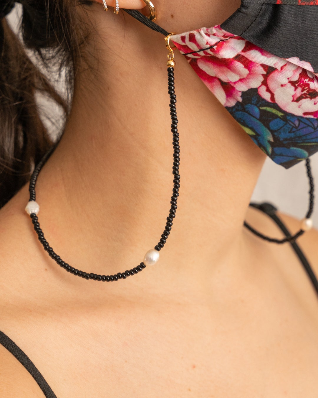 Face Mask Chain, Freshwater Pearl Face Mask Chain, Beaded Mask Chain ...