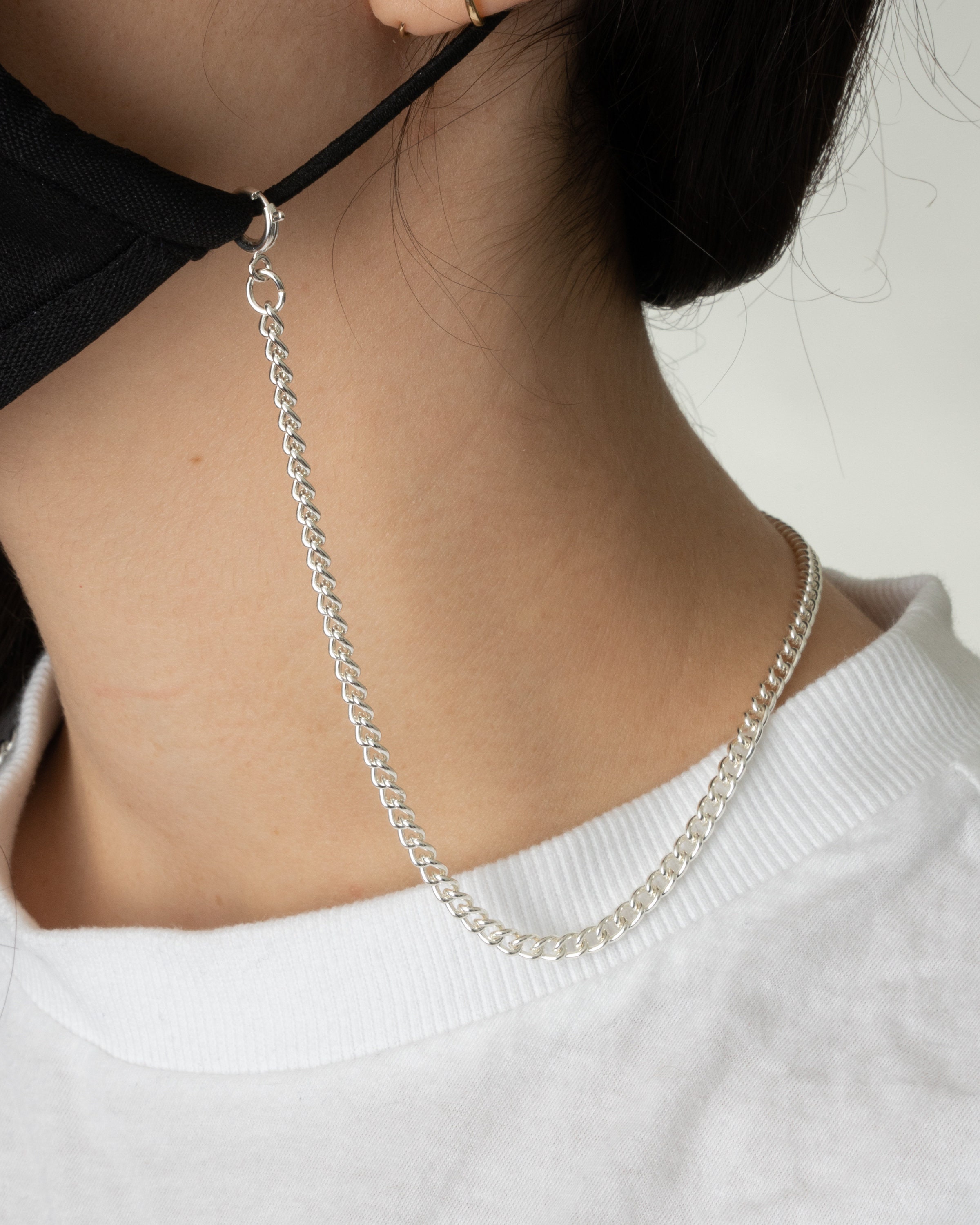 Face Mask Chain, Silver Mask Chain, Curb Chain, Curb Chain Necklace ...
