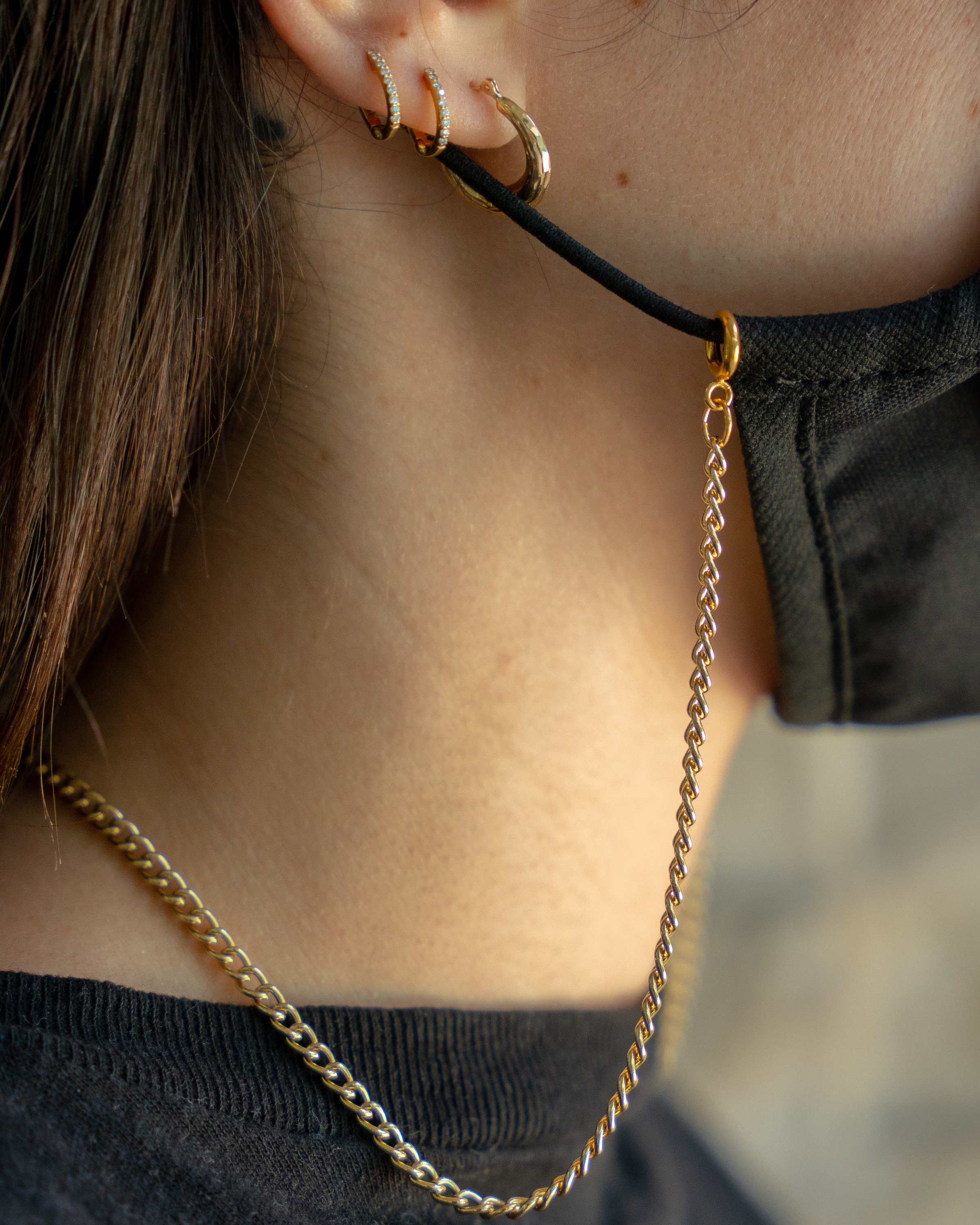 Face Mask Chain, Gold Mask Chain, Curb Chain, Curb Chain Necklace, Mask ...