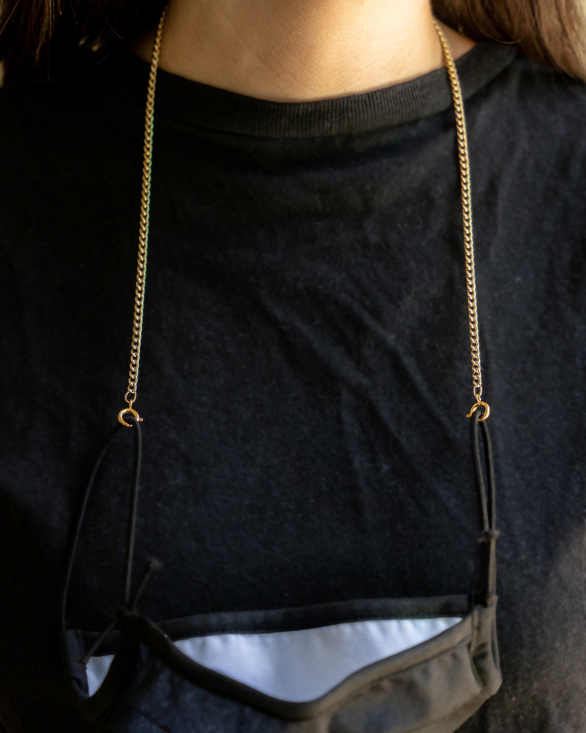 Face Mask Chain, Gold Mask Chain, Curb Chain, Curb Chain Necklace, Mask ...