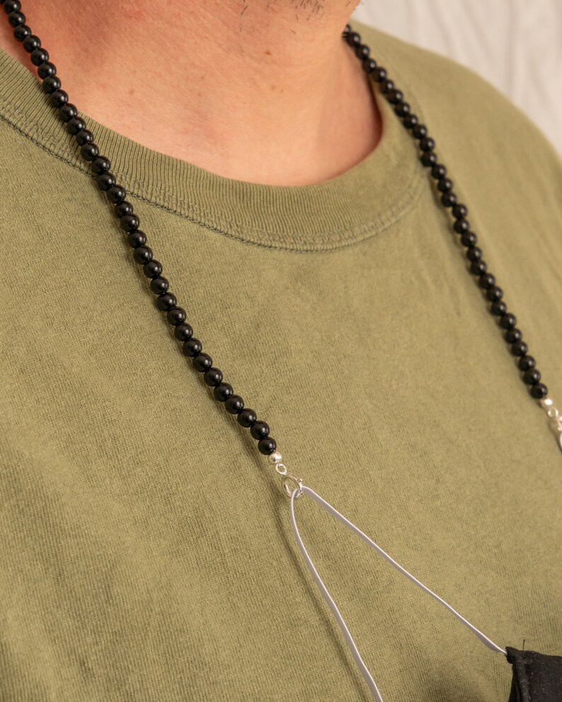 Men's Face Mask Chain Black Onyx Mask Chain Men's - Etsy