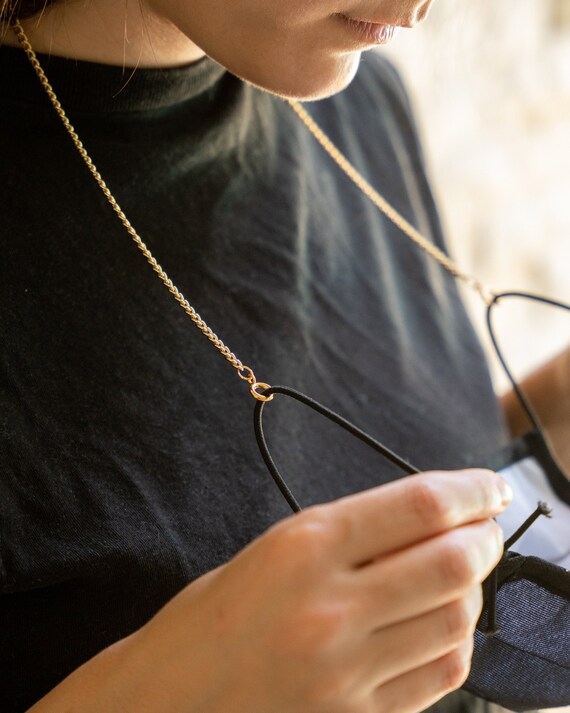 Face Mask Chain Gold Mask Chain Curb Chain Curb Chain | Etsy