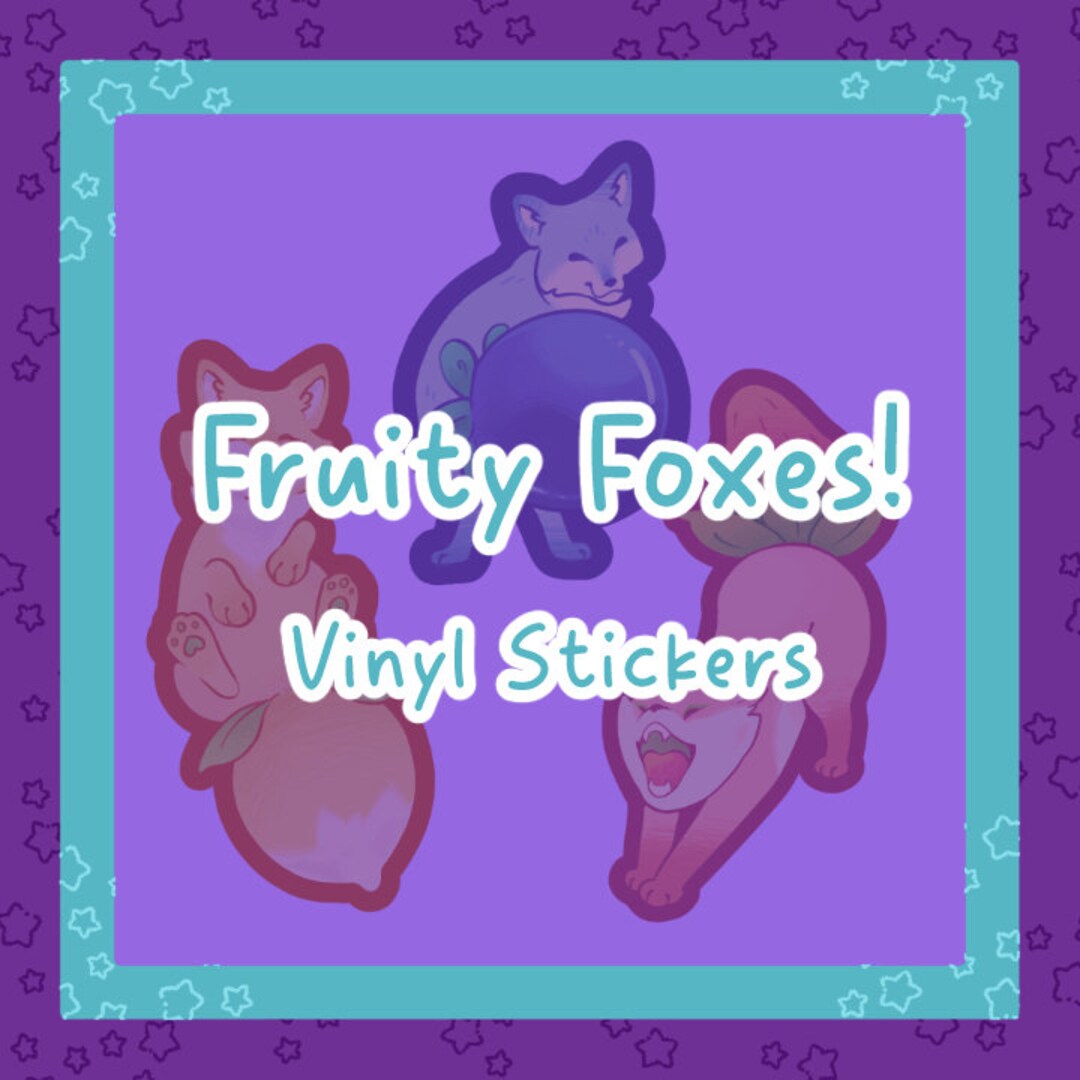 Fruity Foxes Vinyl Sticker: Lemon, Blueberry & Strawberry, Furry ...