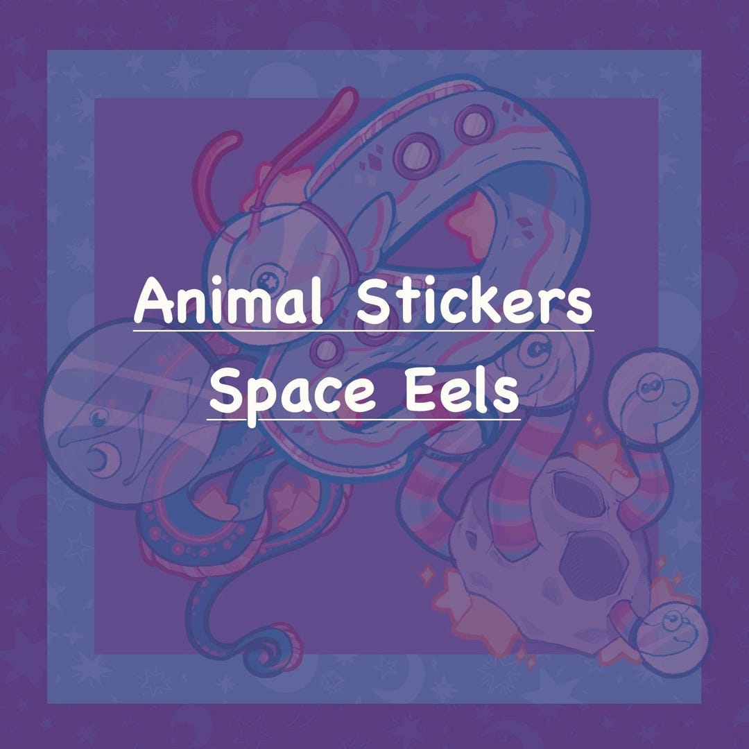 Animal Vinyl Stickers Space Eels: Oarfish, Gulper Eel, Garden Eel, Ocean, Deep Sea, Space, Stars ...