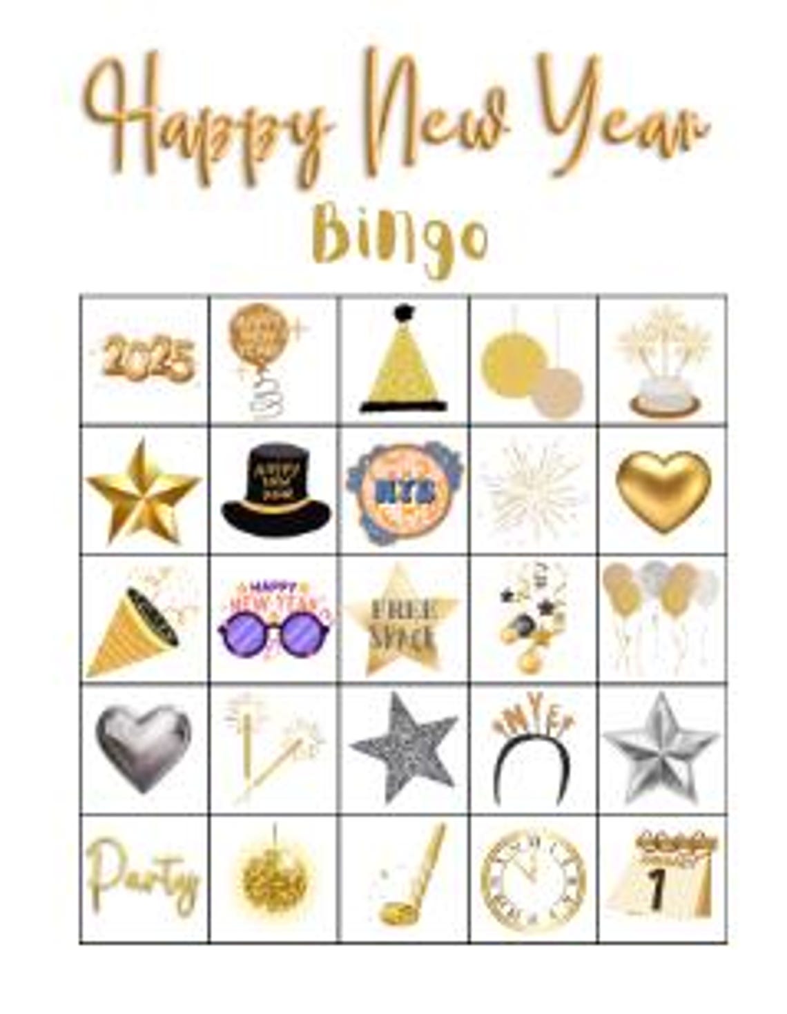 Happy New Year Bingo Printable/digital Download - Etsy