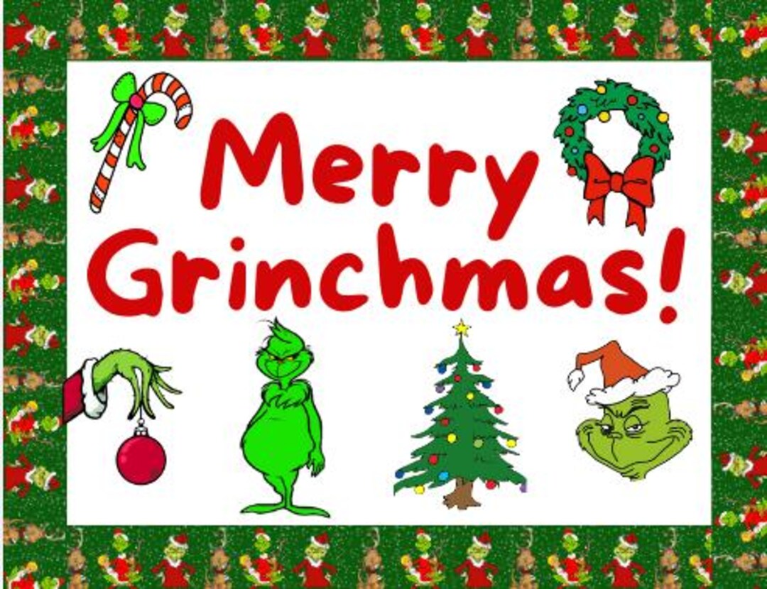 Merry Grinchmas Printable Bulletin Board - Christmas Digital Download ...