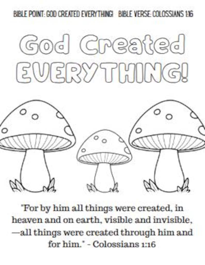 God Created Everything Coloring Page: Printable Bible Sunday School ...