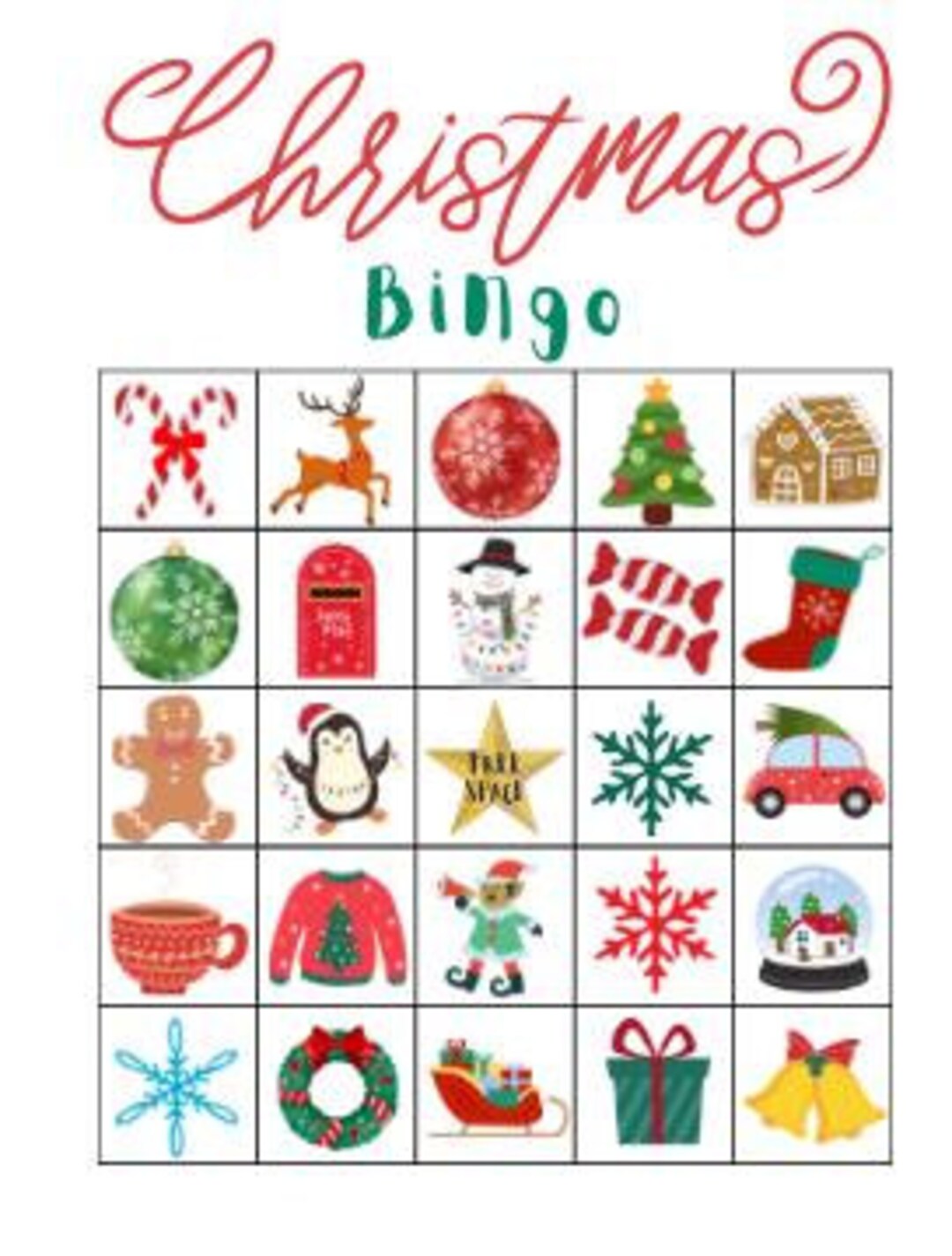 Christmas BINGO - Printable - Digital Download - Etsy