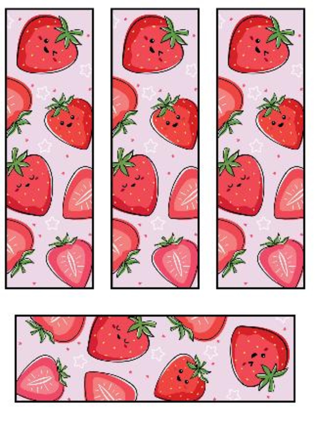 Pink Strawberry Printable Bookmarks - Digital Downloads - Etsy