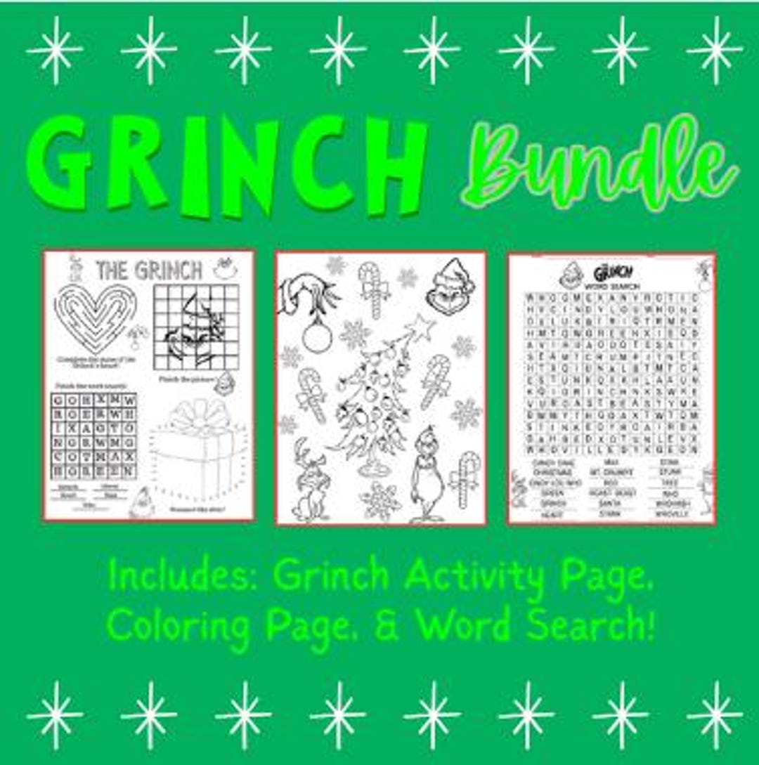 Grinch Activity/worksheet Bundle - Digital Download - Printable - Etsy