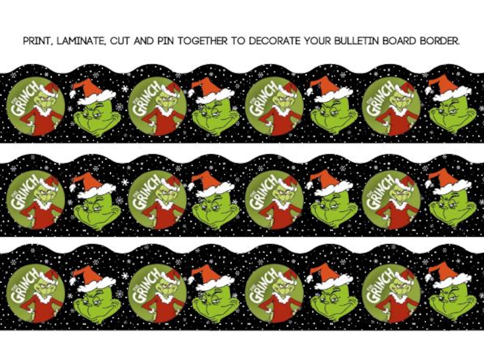 Christmas Grinch Bulletin Board Border - Printable/digital Download - Etsy