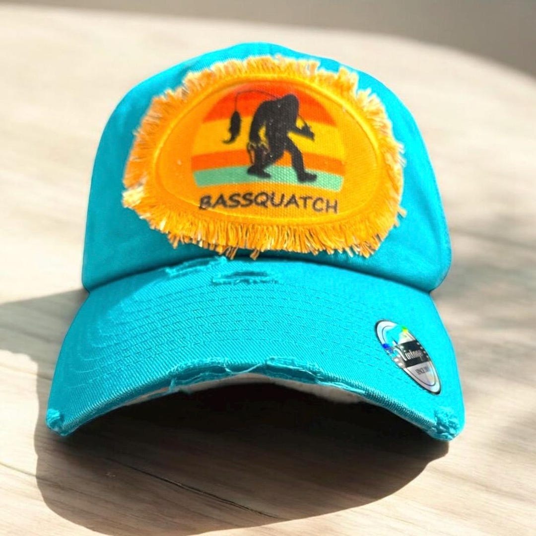 Bigfoot Fishing Sasquatch Yeti Cap Hat Funny Camping Cryptid Believe ...