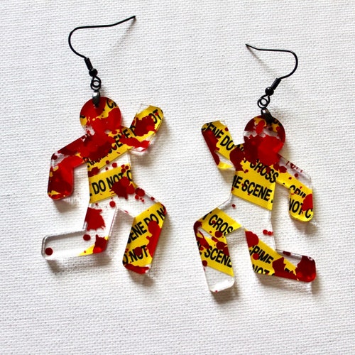 Crime Scene True Crime Earrings Body Outline CSI - Etsy