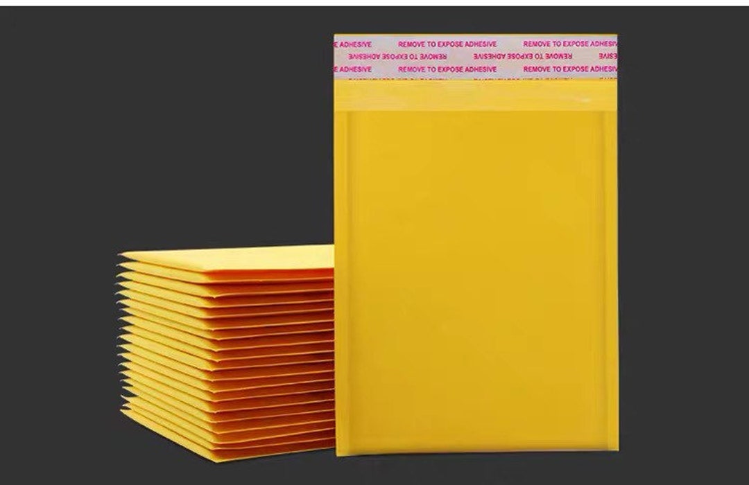 8x5.5 Inch Bubble Mailer Kraft Paper Yellow Envelopes Shipping Supplies ...
