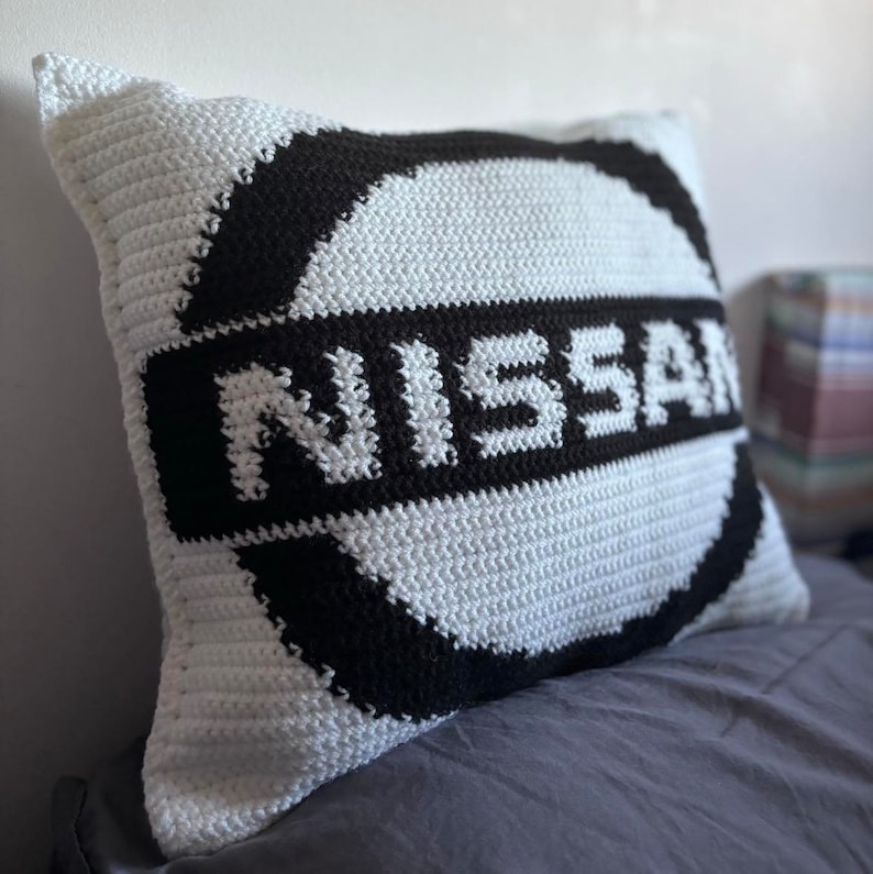 Nissan Logo Crochet Pattern – DIY Pillow and Tapestry | Automotive ...