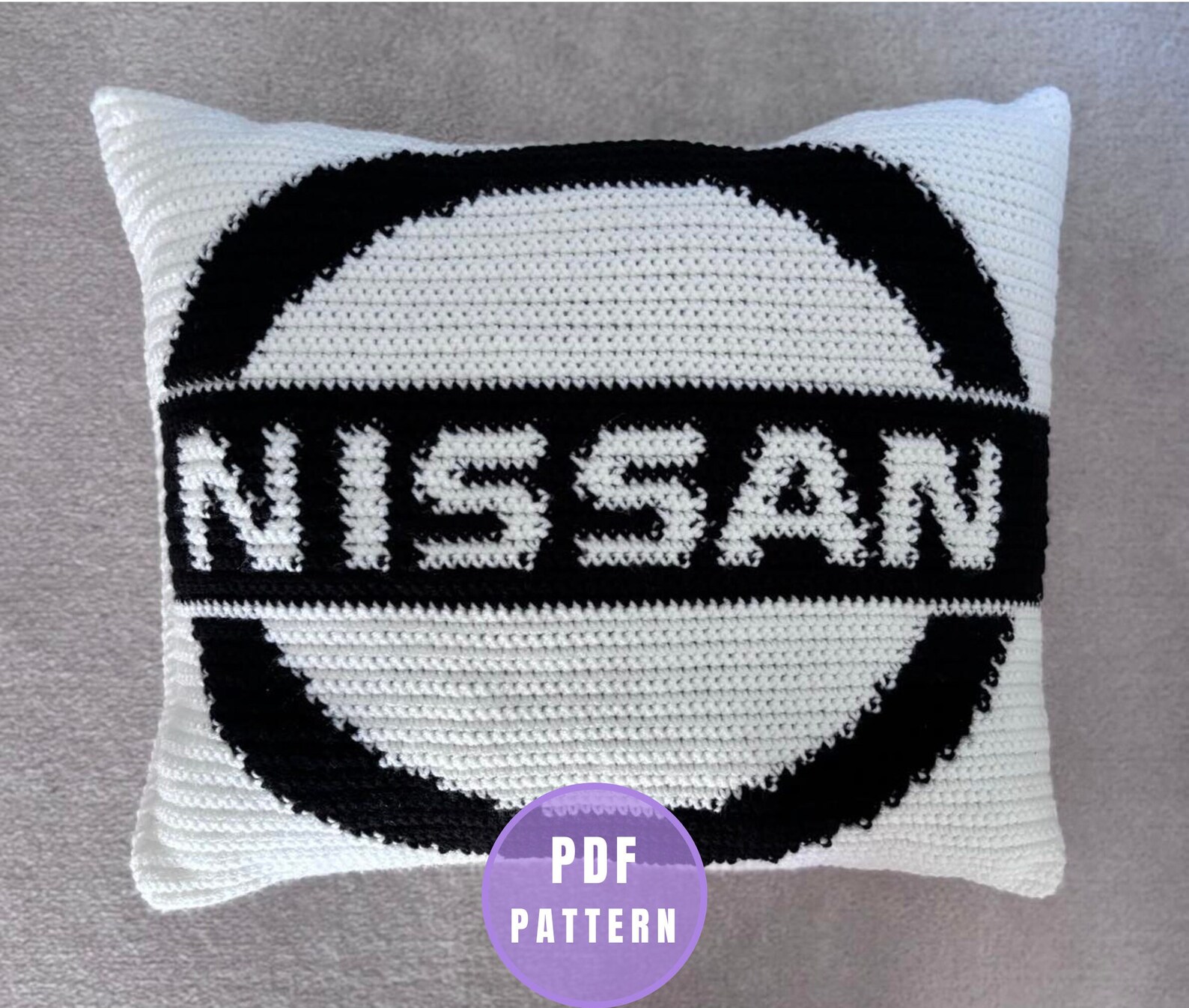 Nissan Logo Crochet Pattern – DIY Pillow and Tapestry | Automotive ...