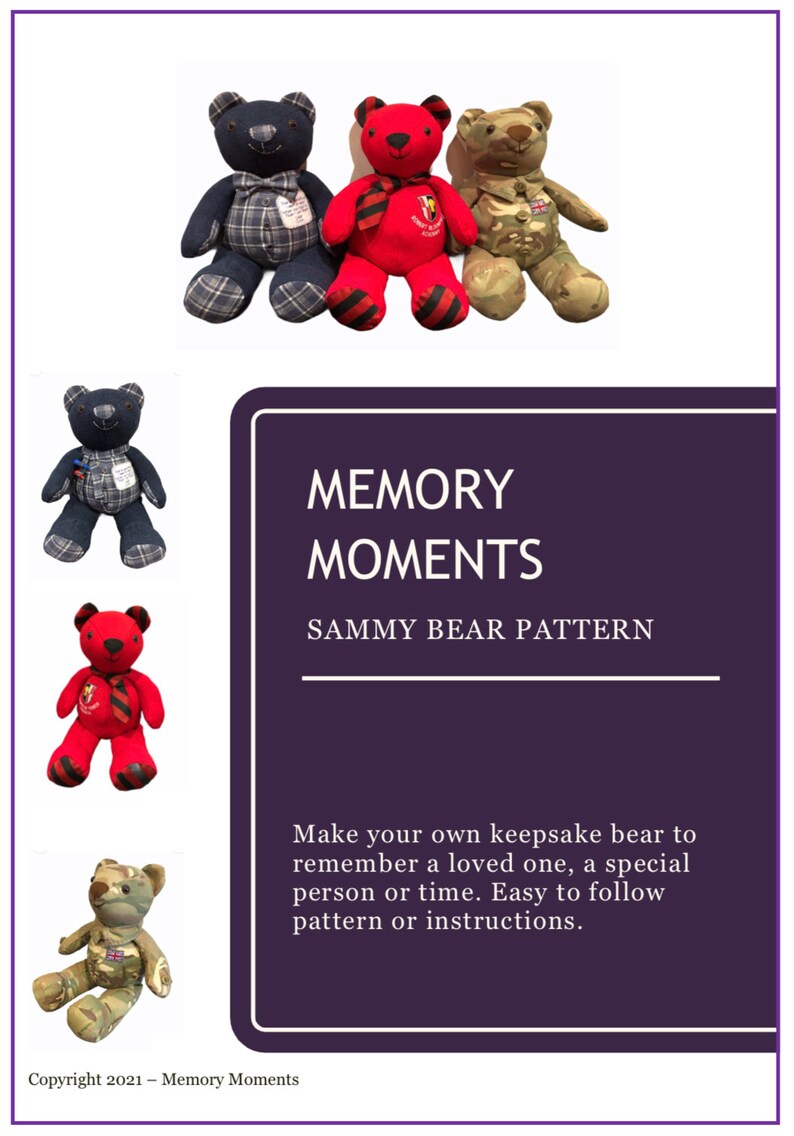 Keepsake Memory Teddy Bear Sewing Pattern PDF - Etsy