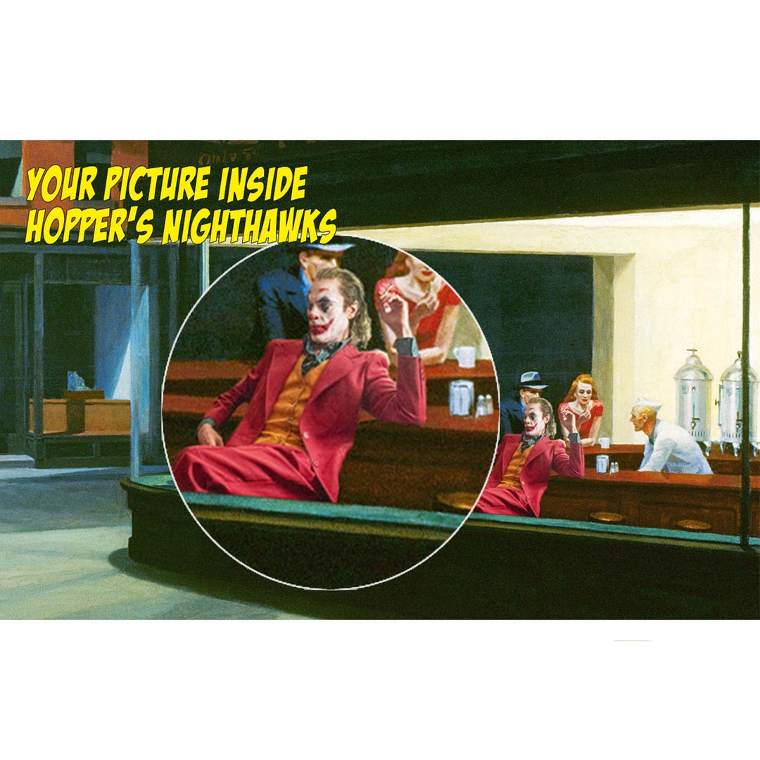 Personalized Portrait Inside Hopper's Nighthawks Customized Art Mashup ...