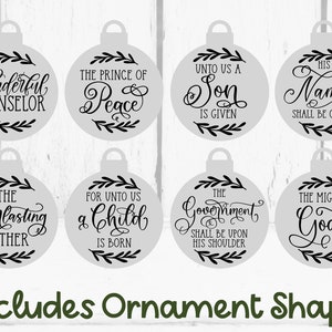Names of Jesus Christmas Ornaments SVG - Isaiah 9:6, Christian ...