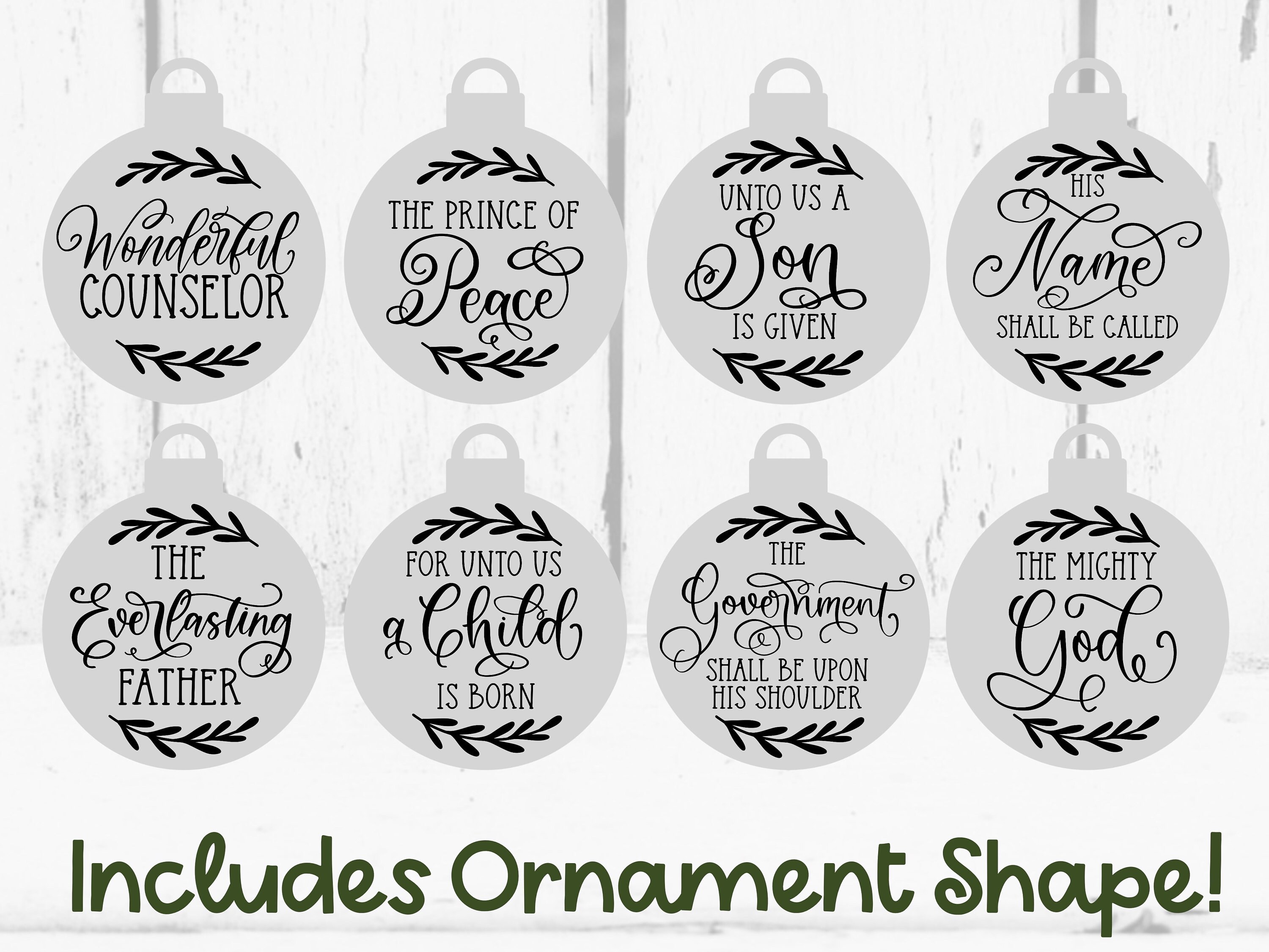 Names of Jesus Christmas Ornaments SVG - Isaiah 9:6, Christian ...