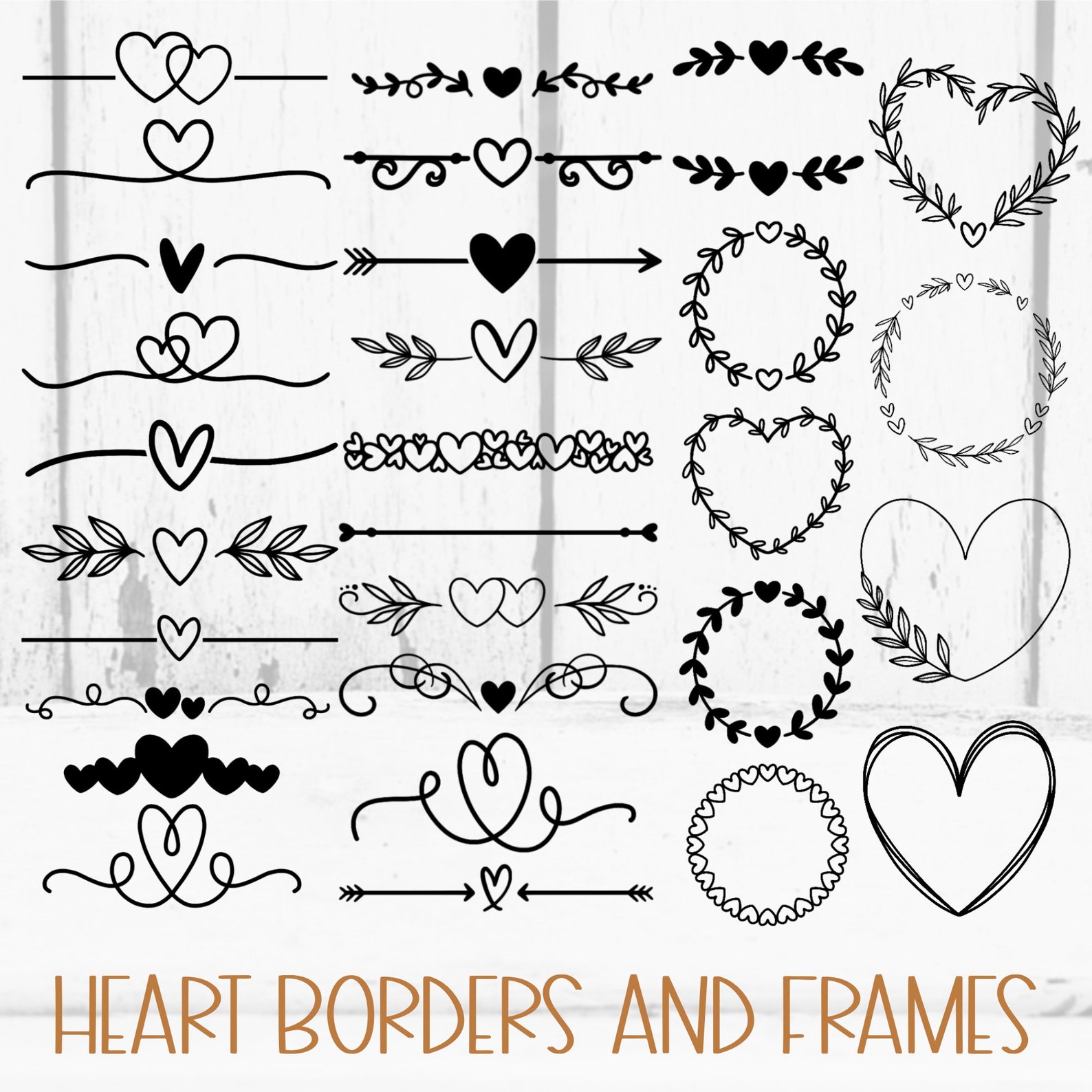 Heart Border Svg Bundle, Heart Text Divider Svg, Heart Svg, Heart ...