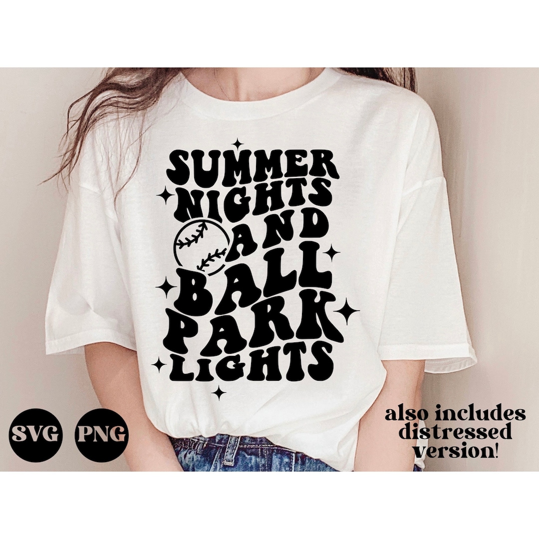 Summer Nights and Ballpark Lights Svg Png, Retro Baseball Svg, Retro ...