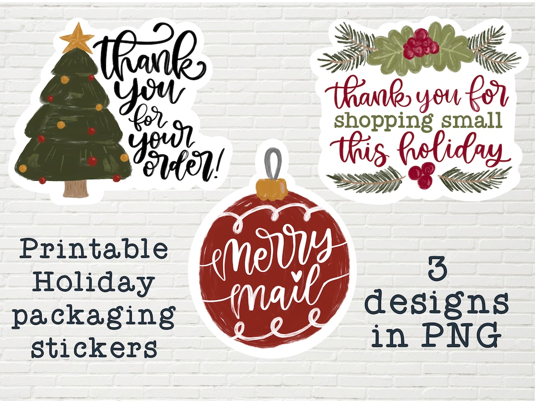 Holiday Digital Thank You Stickers Png Hand Drawn | Thank You Png ...