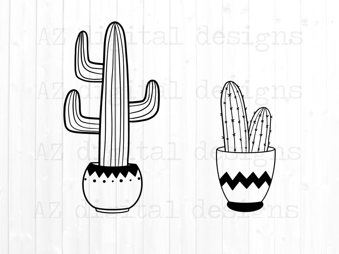 Cactus Pots Svg Bundle | Succulents Svg | Cactus Svg | Potted Plants ...