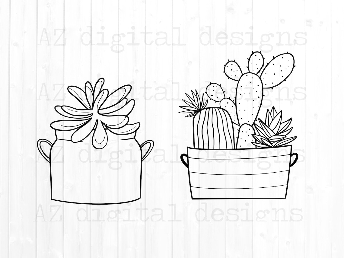 Cactus Pots Svg Bundle Succulents Svg Cactus Svg Potted - Etsy