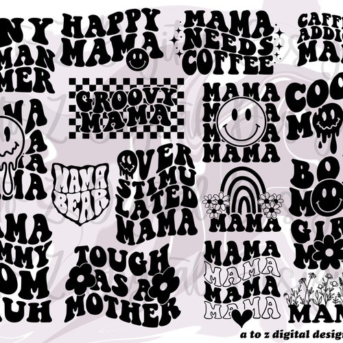 Mama Needs Coffee PNG Stacked Wavy Text SVG Retro Shirt Mom - Etsy