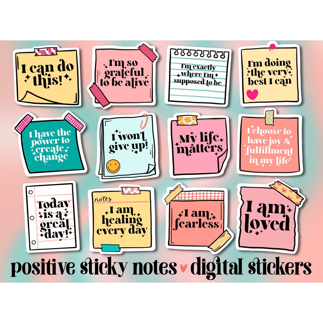 Affirmations Sticky Notes Png Printable Stickers, Inspirational Png ...